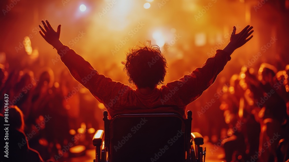 Horizontal frame capturing the moment a person with a mobility ...