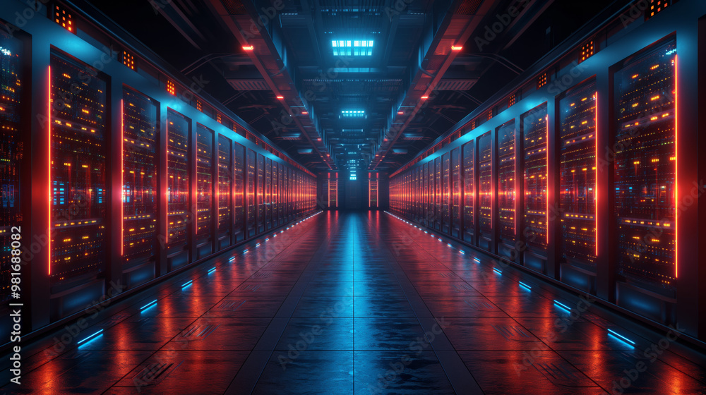 Cyberpunk Data Center: A futuristic and visually stunning image of a ...