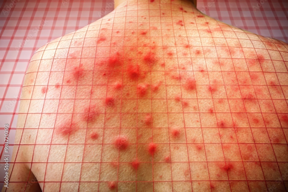 Detailed vector graphic of an allergic reaction rash spreading across ...
