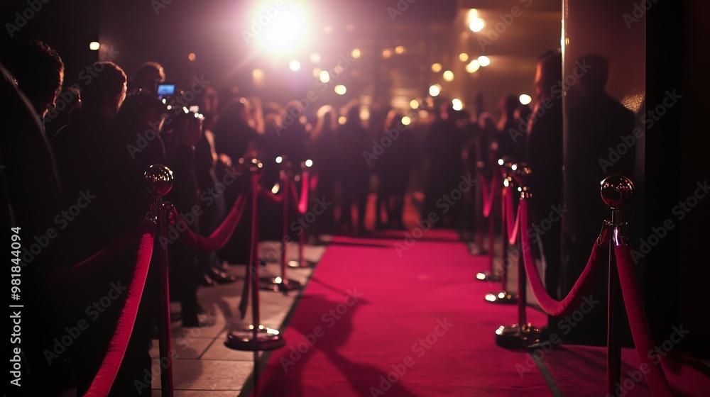 A red carpet event, with paparazzi and a crowd waiting for the stars to ...