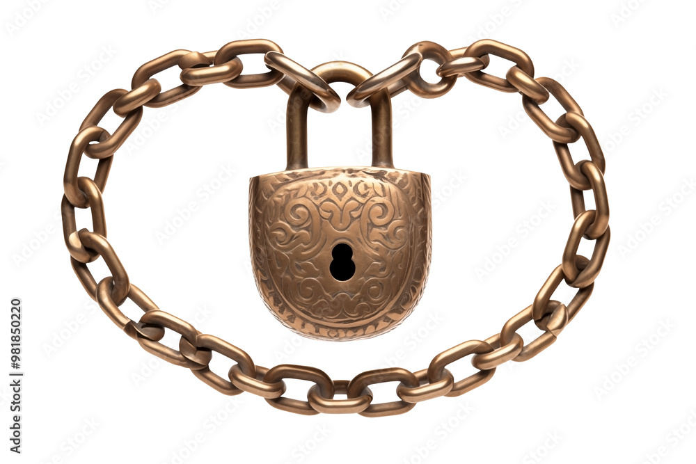 Front View To a lock padlock Attached to a chain PNG isolated on white ...
