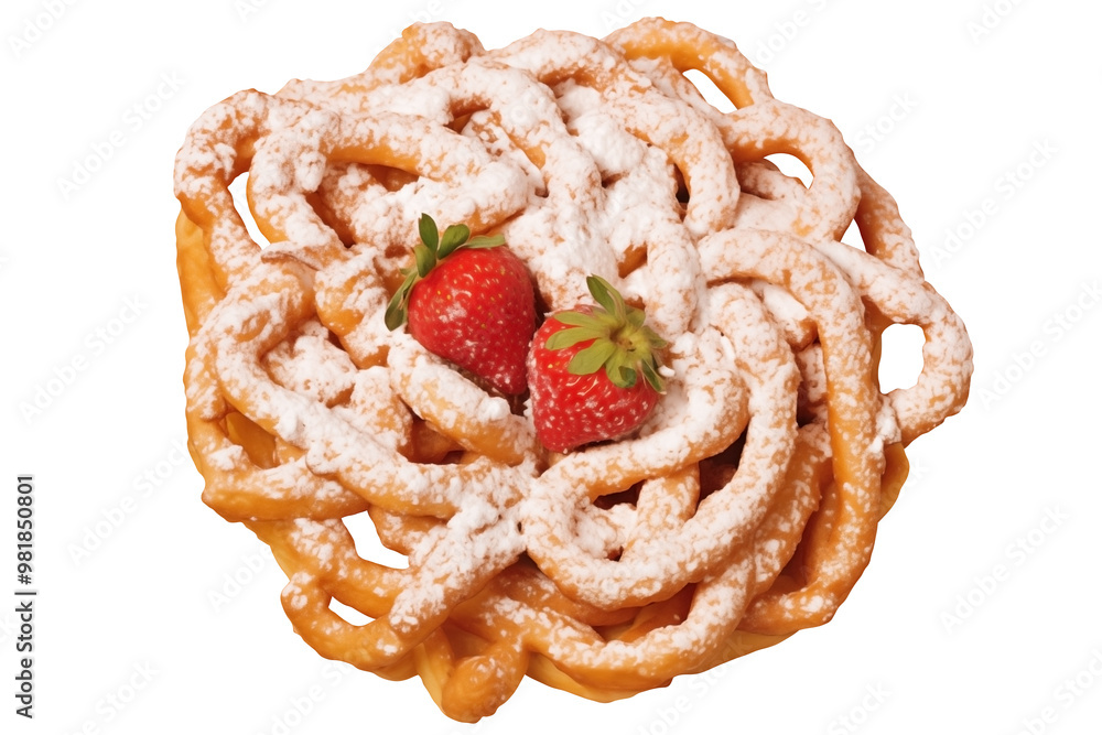 Close Up To a Sugar coated funnel cake PNG with Strawberries Topping ...
