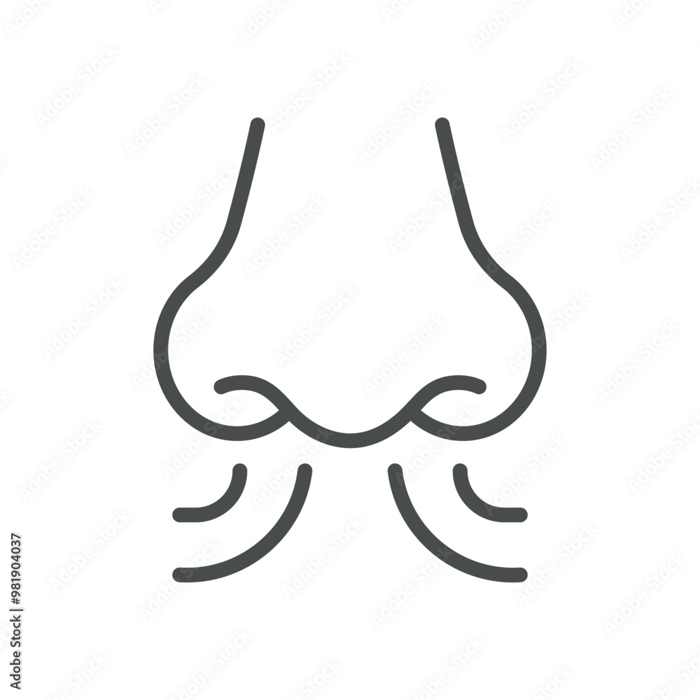 Free Nasal Breathing Icon. Thin Line Illustration of Nose with Airflow ...