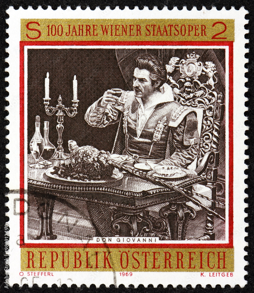 Postage stamp Austria 1969 scene from Opera Don Giovanni by Wolfgang ...
