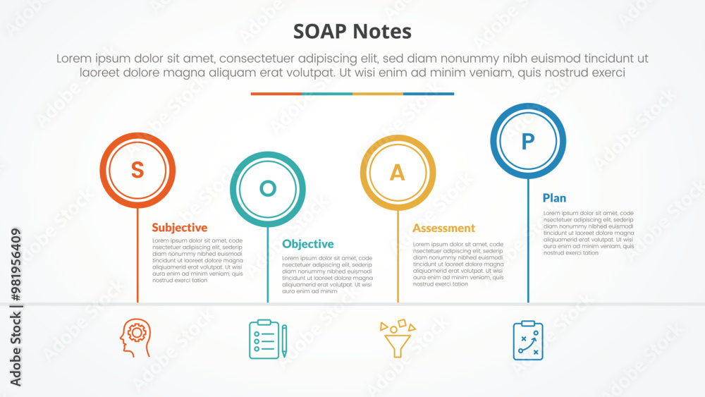 SOAP note infographic concept for slide presentation with outline ...