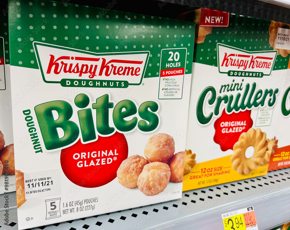 Krispy Kreme Doughnut Bites, original glazed sweet snack treats. Stock ...