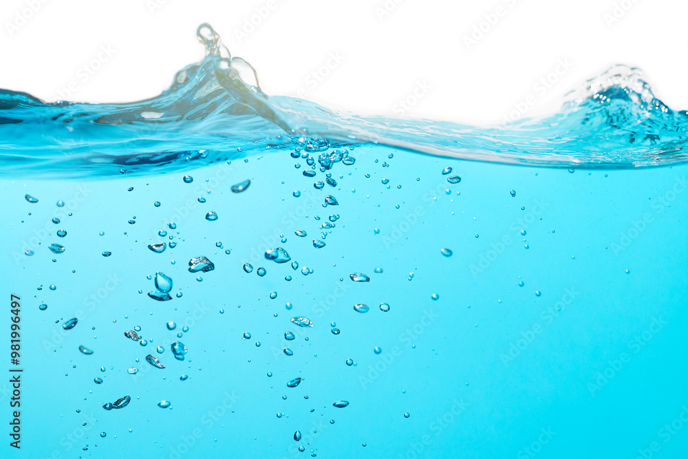 Air Bubbles Float Up Under Water. Water Splashing, Water Wave, Oxygen ...