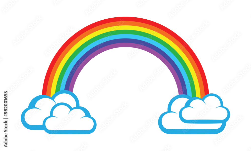 rainbow with clouds. simple colorful rainbow art for kids design ...