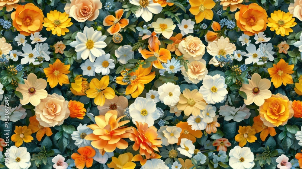 4k, highly detailed, realistic floral pattern, vibrant color palette ...
