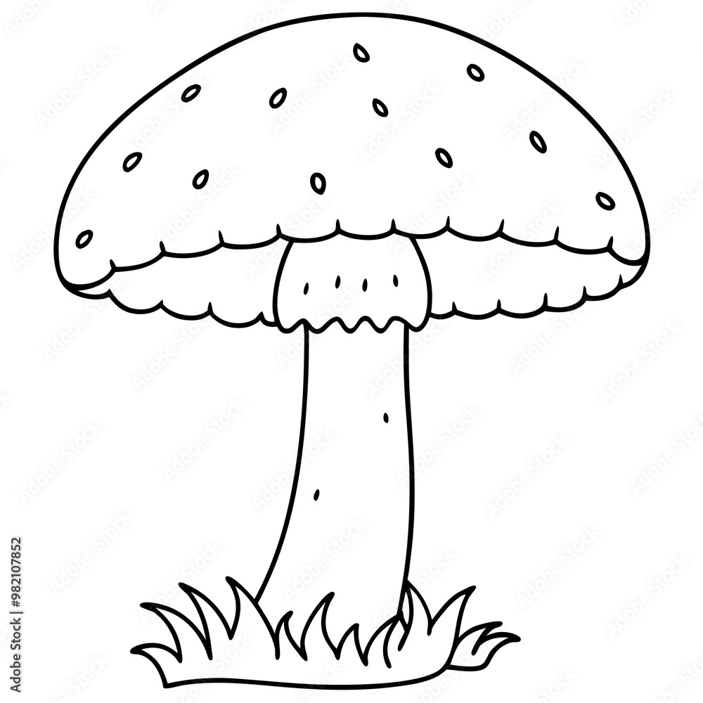 moss mushroom outline coloring book page line art drawing Stock Vector ...