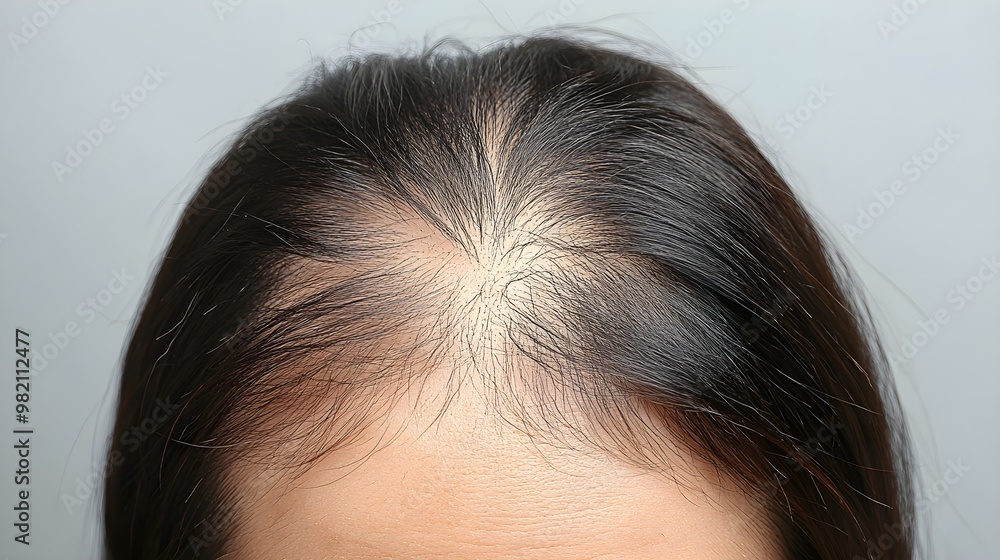 Crown area comparison of a patient's head before and after laser hair ...
