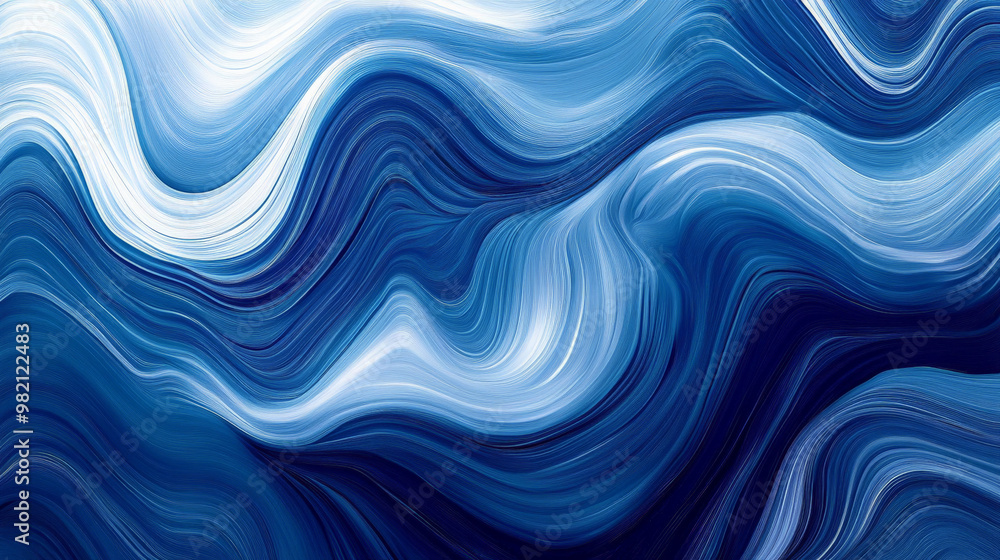 Gradient from navy to royal blue, with bold, sweeping wavy lines in ...