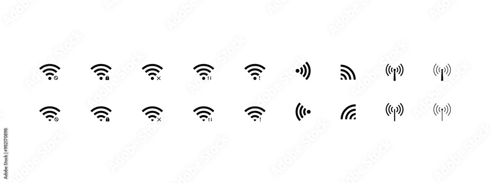 Wifi Signal Icons Set. Network signal, Internet sign. WIFI. Wifi signal ...