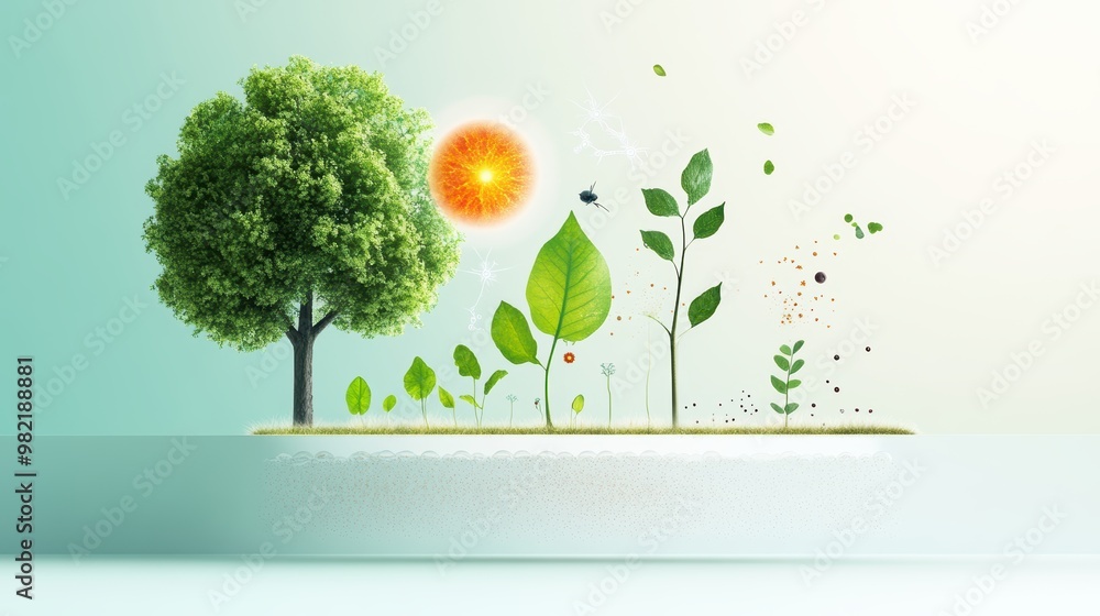 Detailed diagram explaining the process of photosynthesis, depicting ...