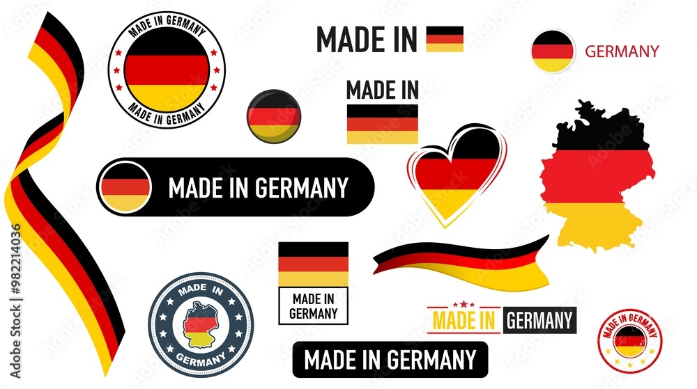 Big set of German ribbons, symbols, icons and flags isolated on a white ...