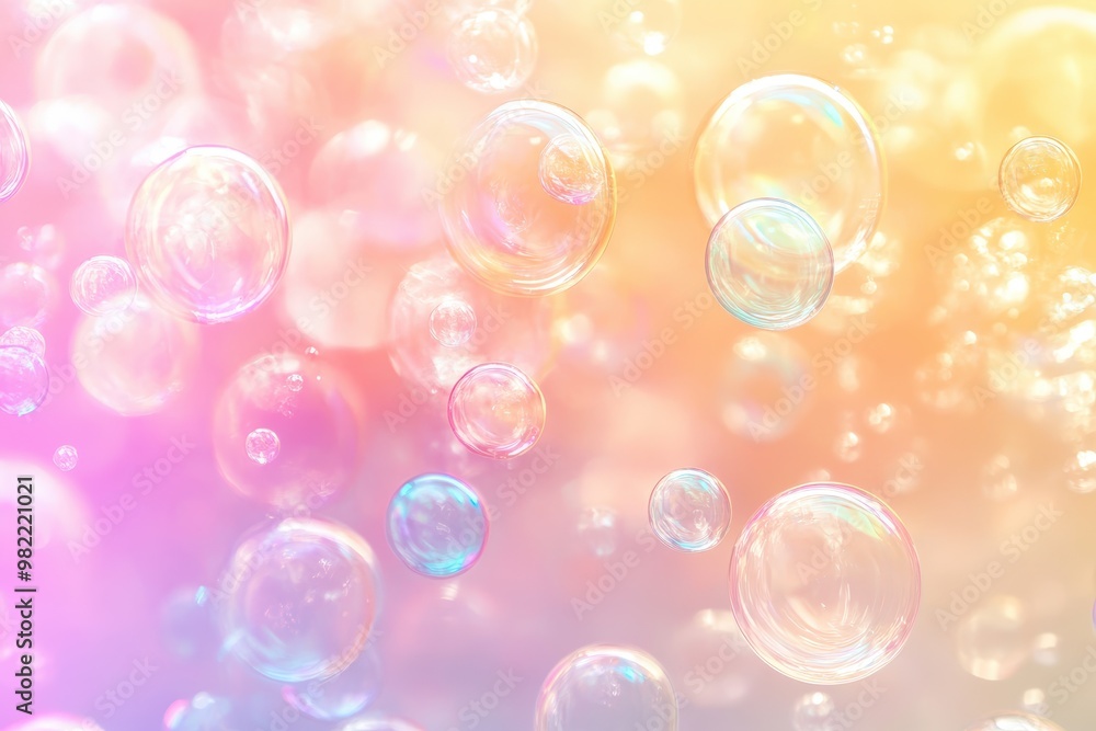 Rainbow gradient bubbles floating on a vibrant abstract background with ...
