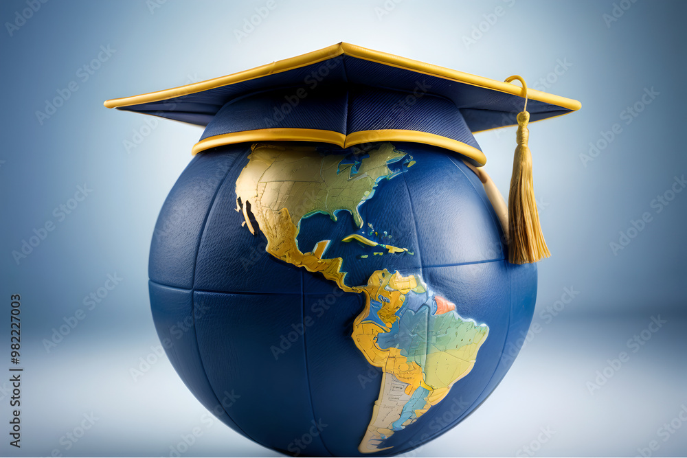 Global education concept: A globe with a graduation cap, symbolizing ...