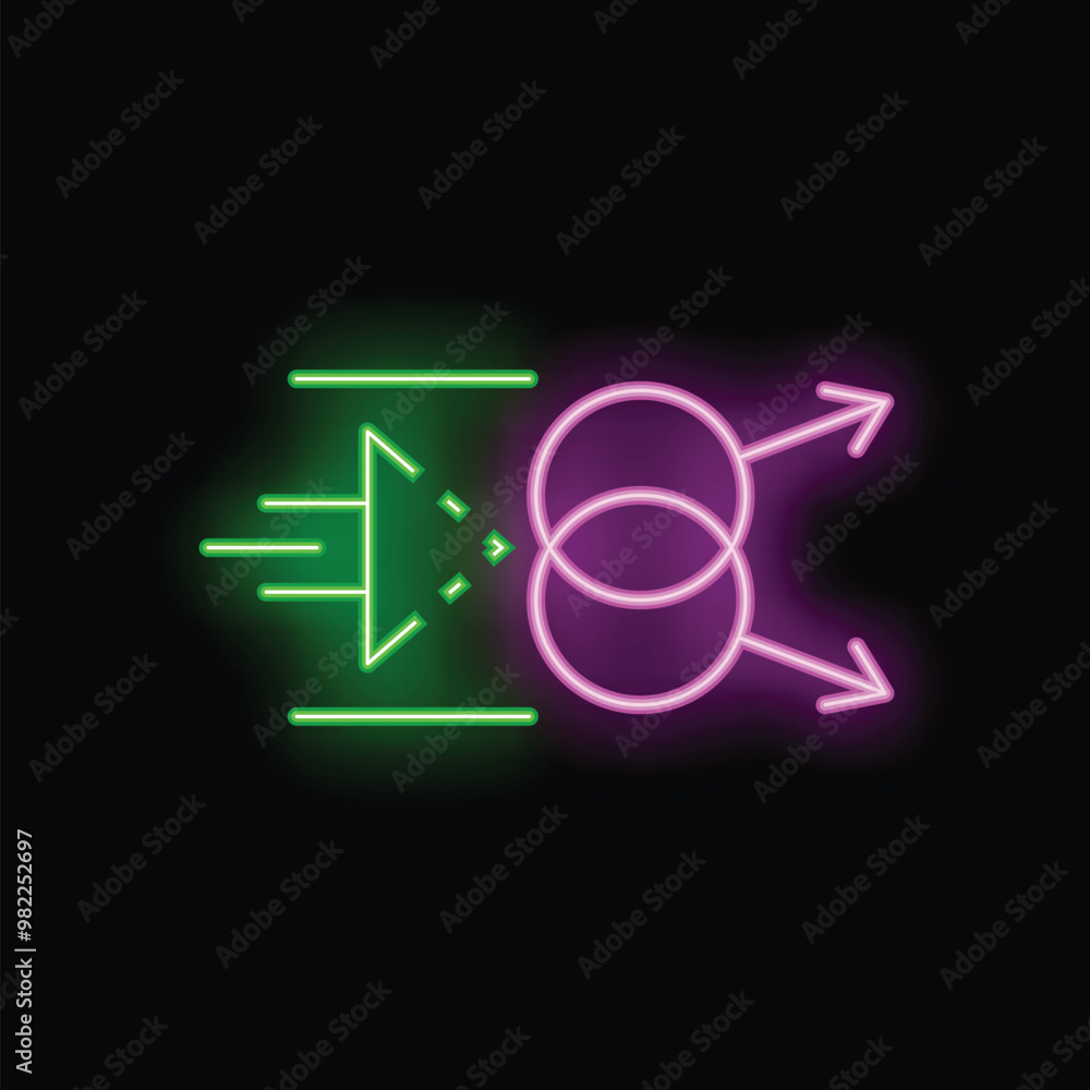 Neon Sign With A Data Transfer Symbol Pointing To A Male Homosexual Couple Symbol Stock Vector