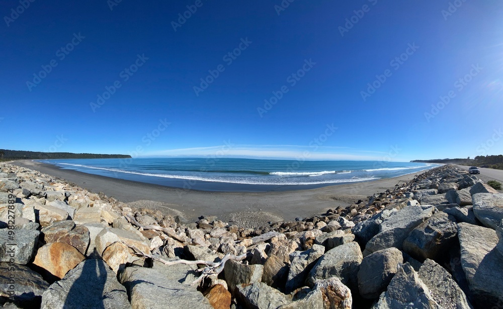 Panoramic views of Bruce Bay, west coast, South Island, New Zealand ...