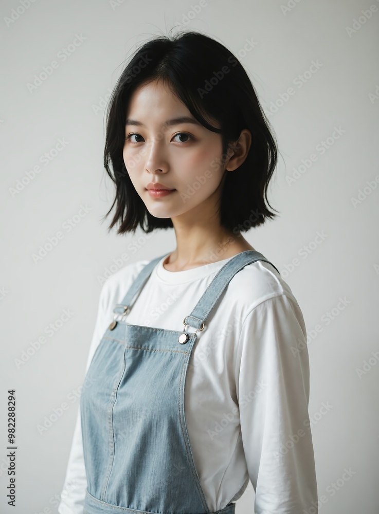 Elegant Asian Beauty Model Collection Of Natural Short Hair Portraits