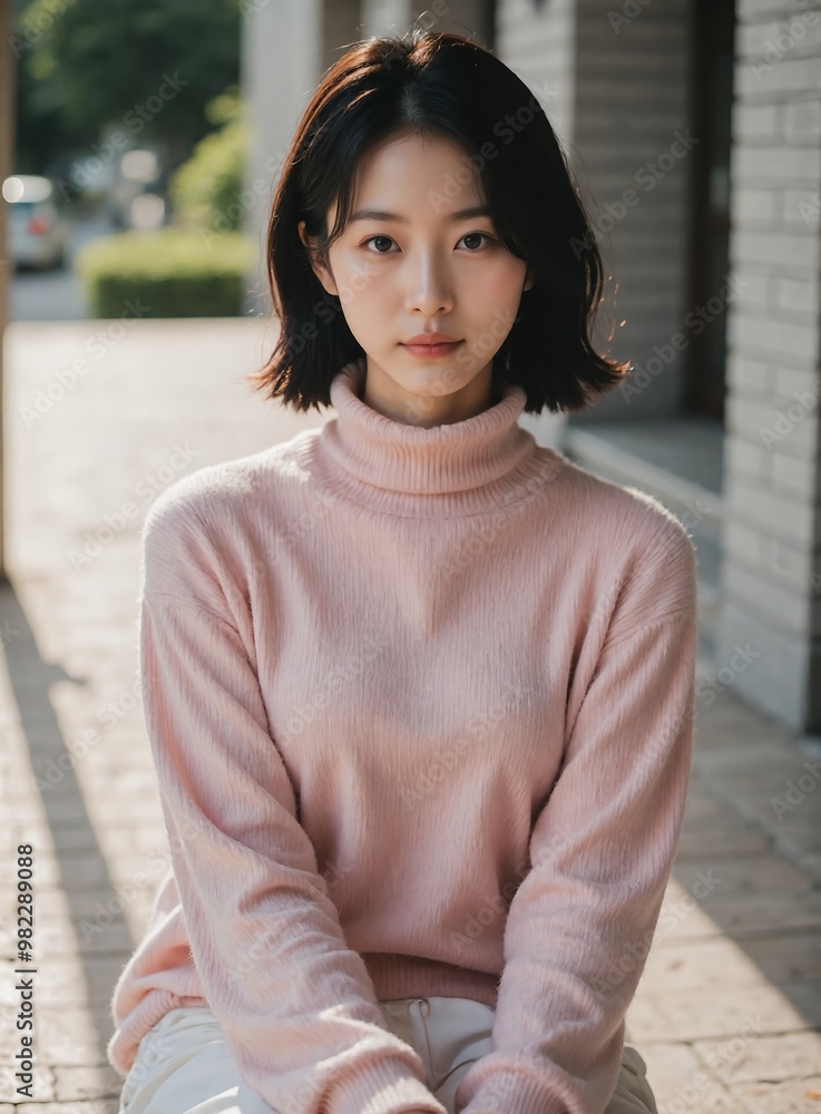 Elegant Asian Beauty Model Collection Of Natural Short Hair Portraits