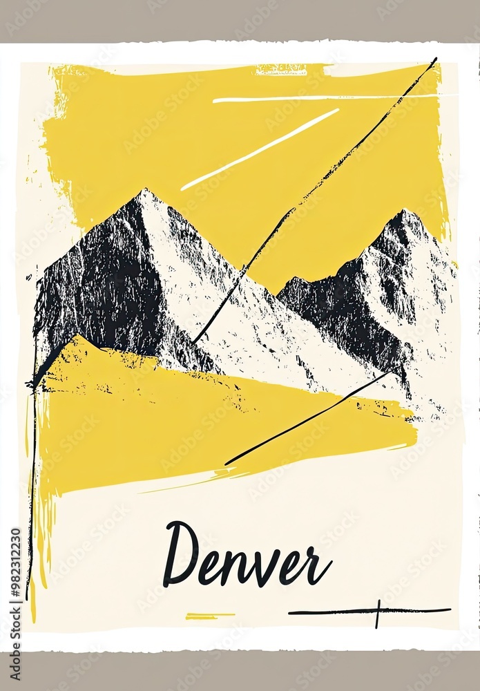 Explore the vibrant art of Denver featuring stylized mountain ...