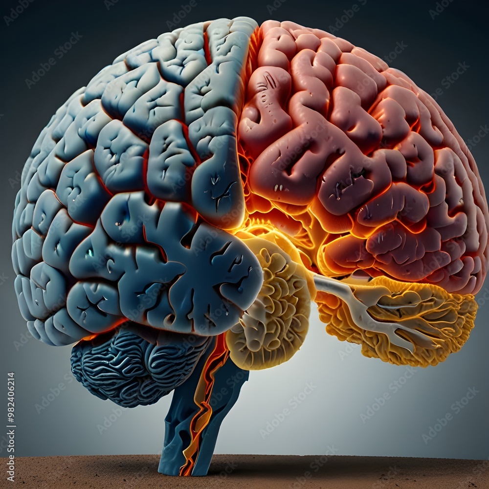 Ilustración de Stock Cross-section of a human brain showing the ...