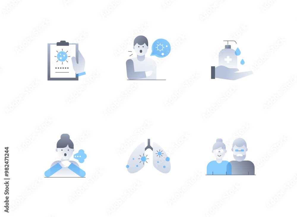 Contagious virus - flat design style icons set. High quality colorful ...