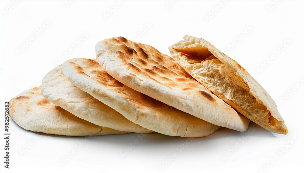 Pita Pitta Arabic Lebanese bread flatbread bun on transparent cutout ...