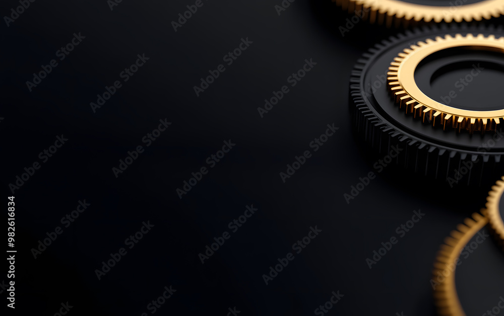 Sleek Black and Gold Gears Facing Forward | High-Tech Mechanical ...