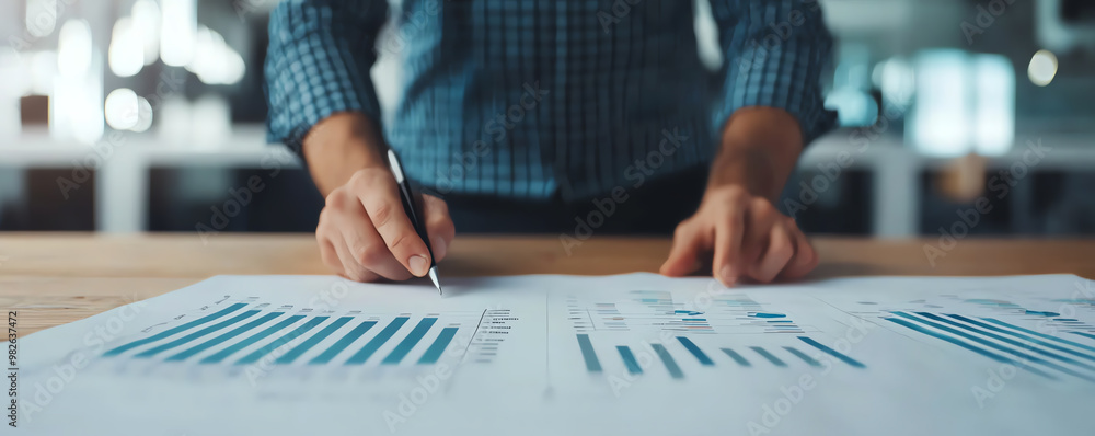 Architects using a blueprint and data charts to conduct an indepth ...