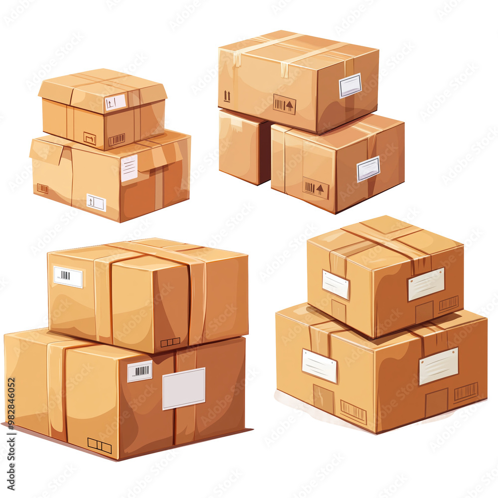 Shipping Label cartoon vector illustration clipart white background ...