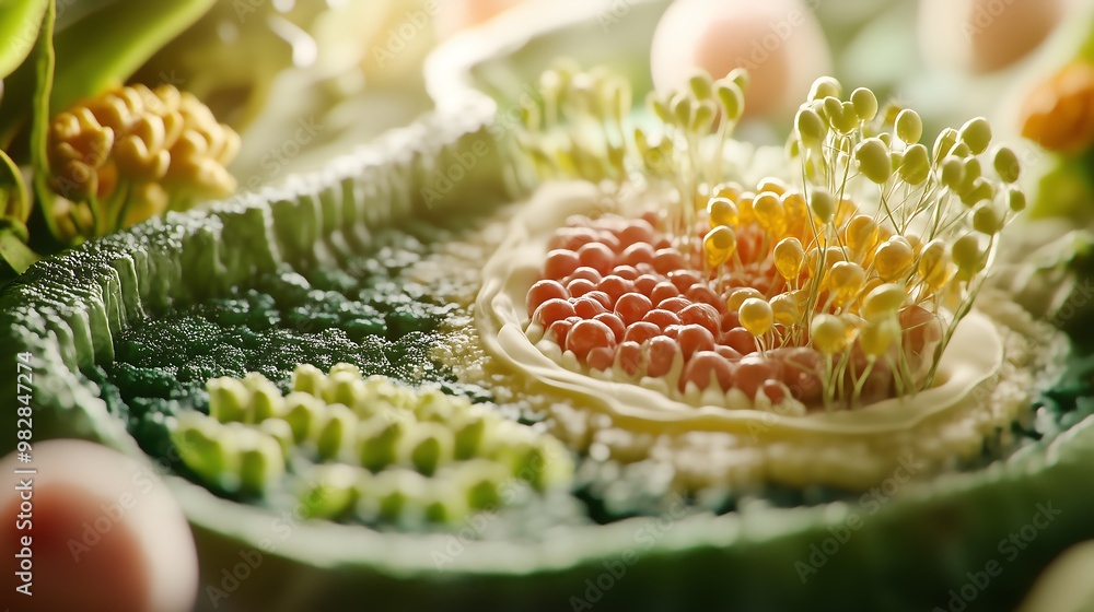 A model of plant cells, with a detailed and 3D representation. The ...