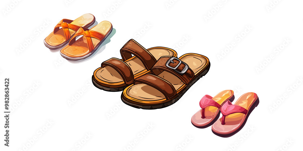 Sandal cartoon vector illustration clipart white background Stock ...