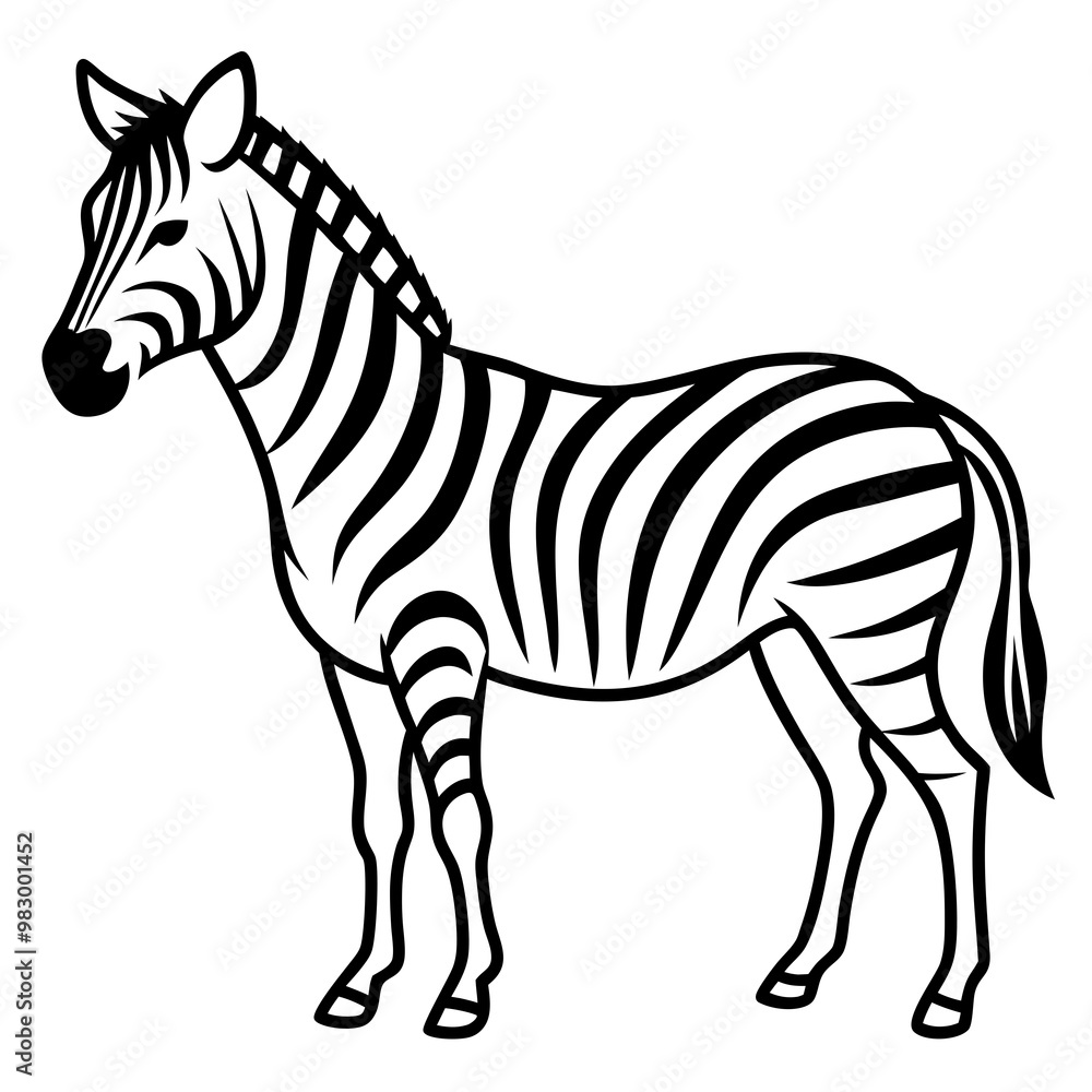 Minimalistic Zebra Line Art with Abstract Black and White Stripes Stock ...