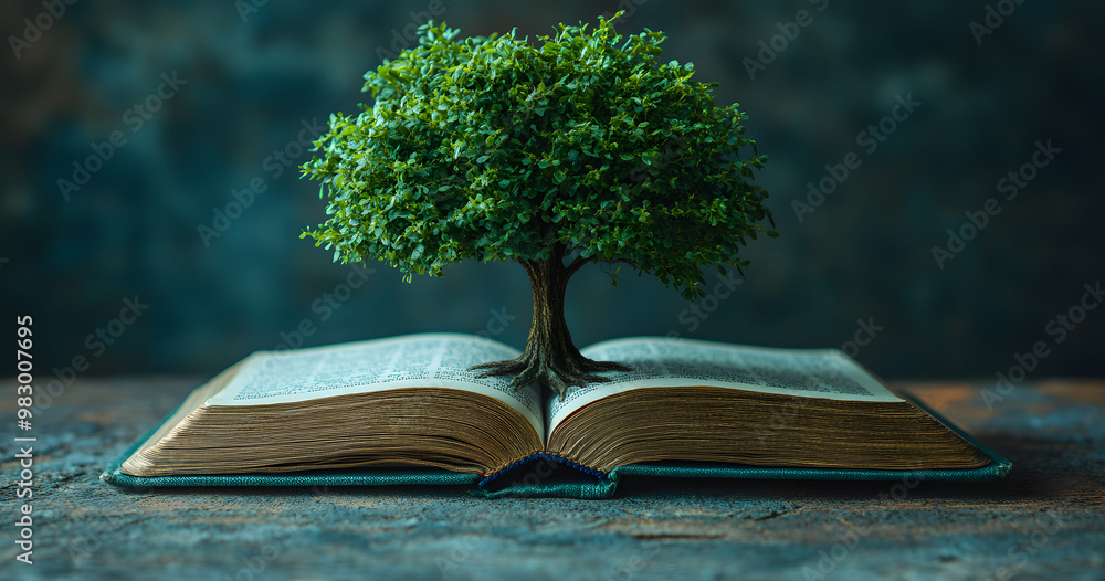 The Tree of Knowledge Growing from an Open Book, Symbolizing the Fusion ...