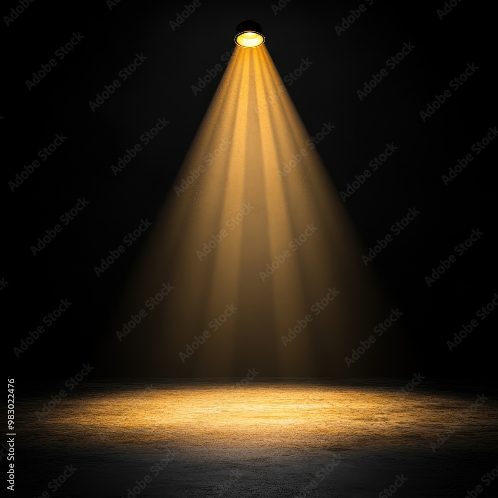 A dramatic spotlight illuminates a dark space, creating a focal point ...