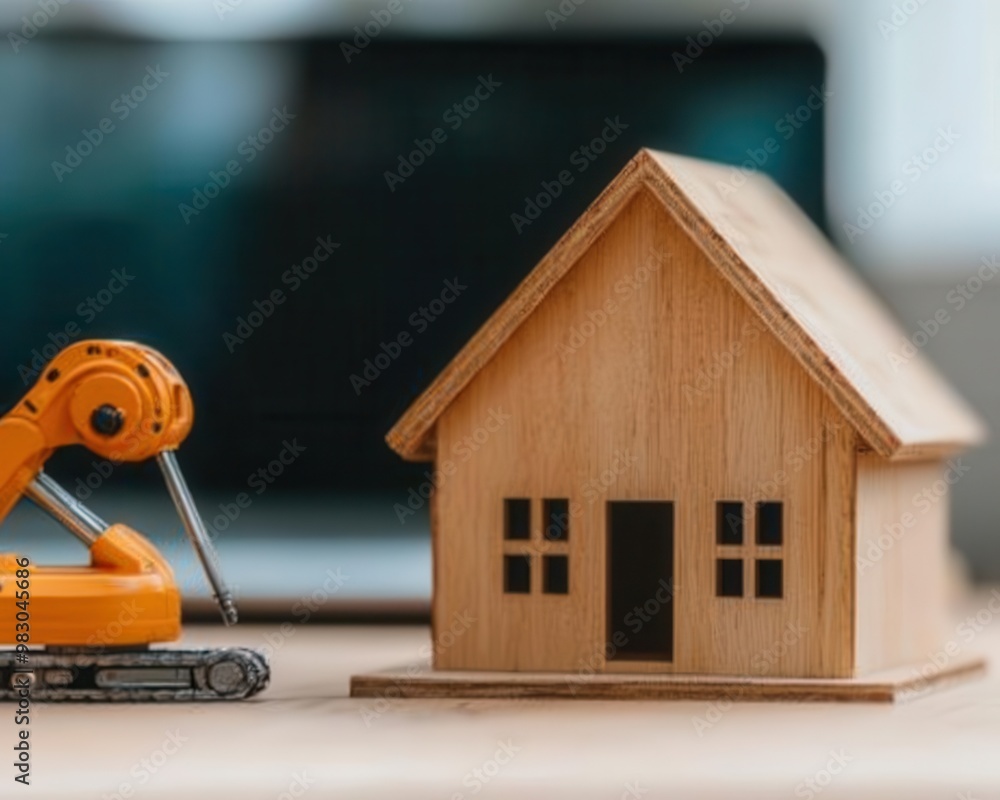 Autonomous construction robot building a sustainable home, innovative ...