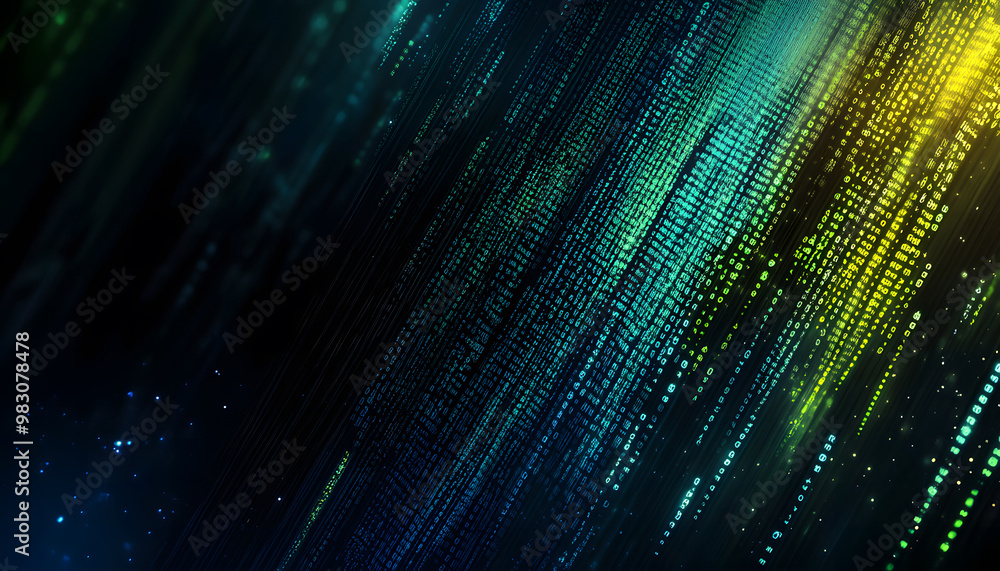 Futuristic Digital Matrix Abstract Green Binary Code Background Stock Illustration Adobe Stock