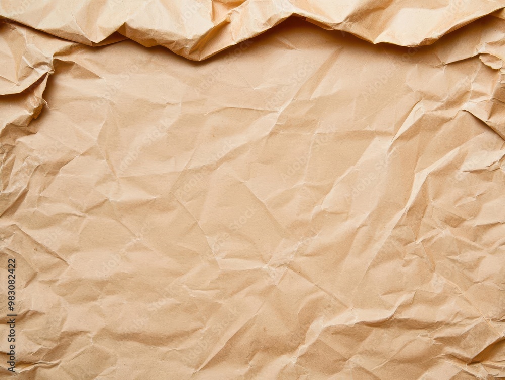 Crumpled letter with visible folds and water stains, torn edges and ...