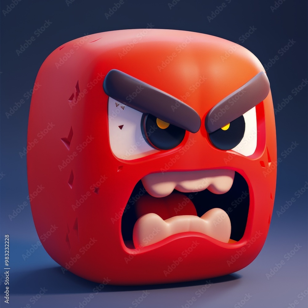 UI HUD 3D game icons of angry face rage anger cartoony stylized simple ...