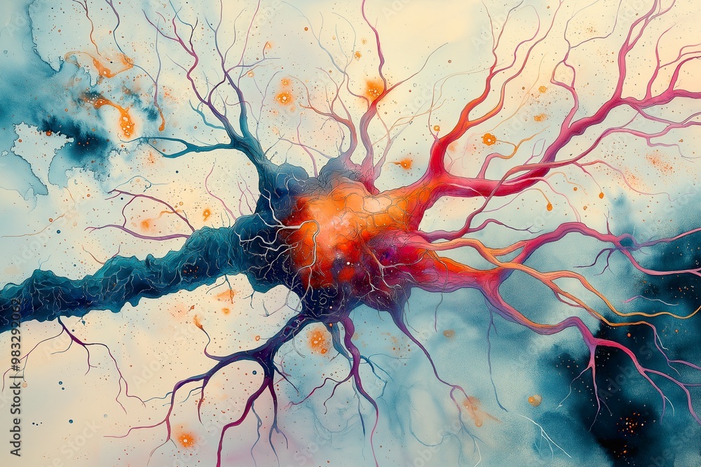 Illustration of a detailed neuron showcasing its structure and ...