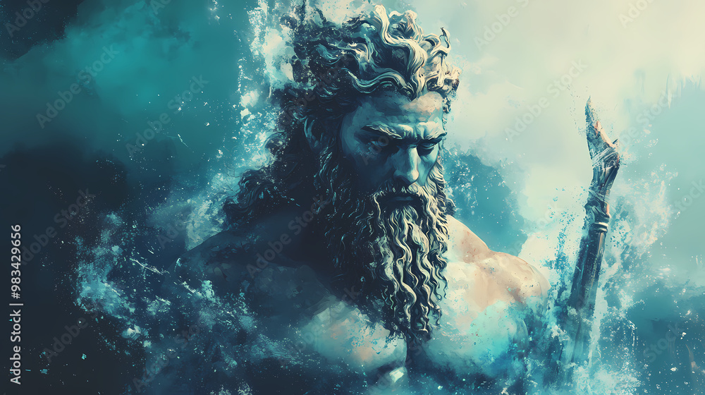 Poseidon greek sea god one of twelve olympians son of kronos. concept mythology, greek gods ...