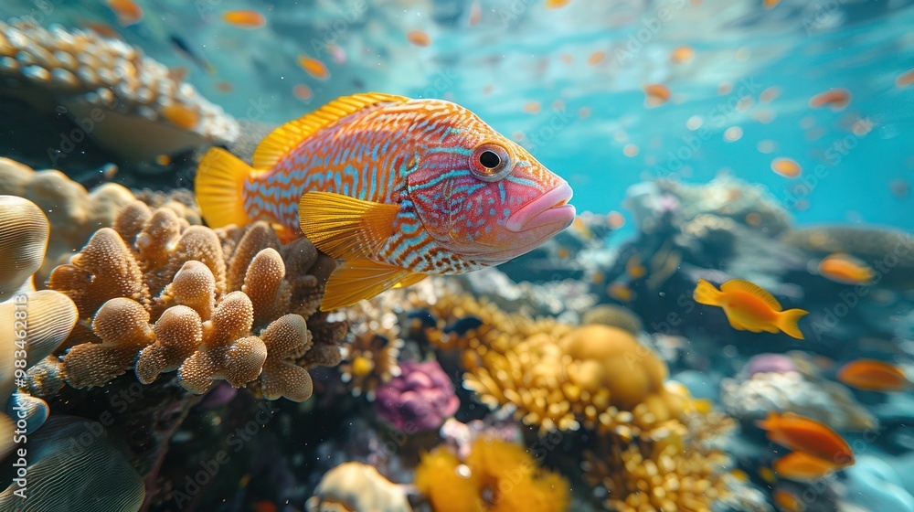 Beautiful underwater scene featuring a vibrant coral reef and a Coral ...