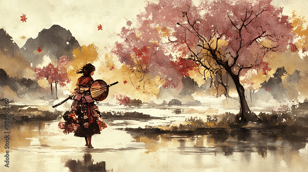 Samurai, sumi-e, ink painting, Japanese painting, Edo period, Meiji ...