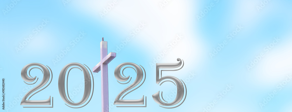 The crucifix symbol of Jesus with 2025 years at sky could clear ...