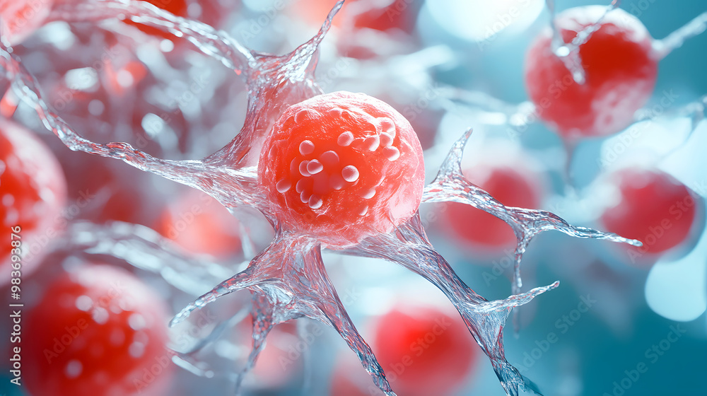Glycogen in muscle tissue/ Illustration of glycogen molecules stored in ...