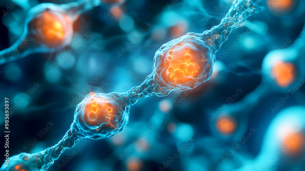 Glycogen in muscle tissue/ Illustration of glycogen molecules stored in ...