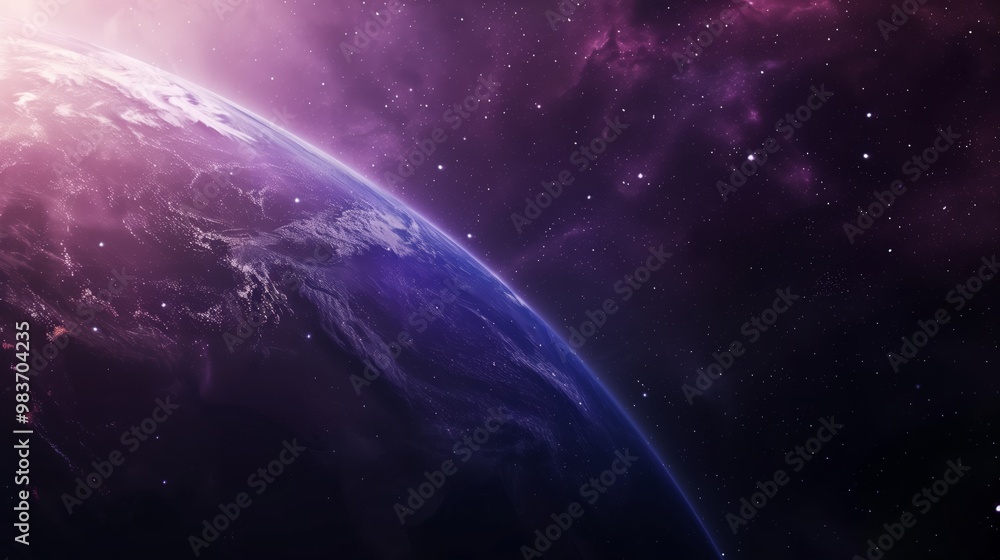 Stunning Space Illustration of Earth in Purple Nebula for Sci-Fi Themes ...
