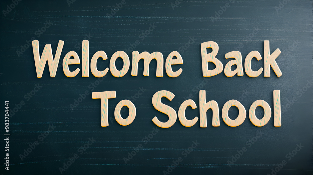 School classroom and green chalkboard with "Welcome Back To School ...